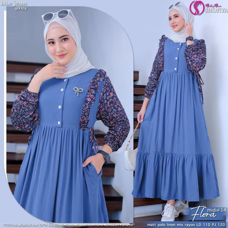 Jual READY GAMIS FLORA BAHAN VRINKLE AIRFLOW MIX KATUN LABEL TAG ...