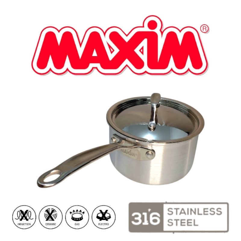 Jual Sauce Pan Maxim Steinless Steel Clad Panci Susu Skillet 16cm Maxim ...