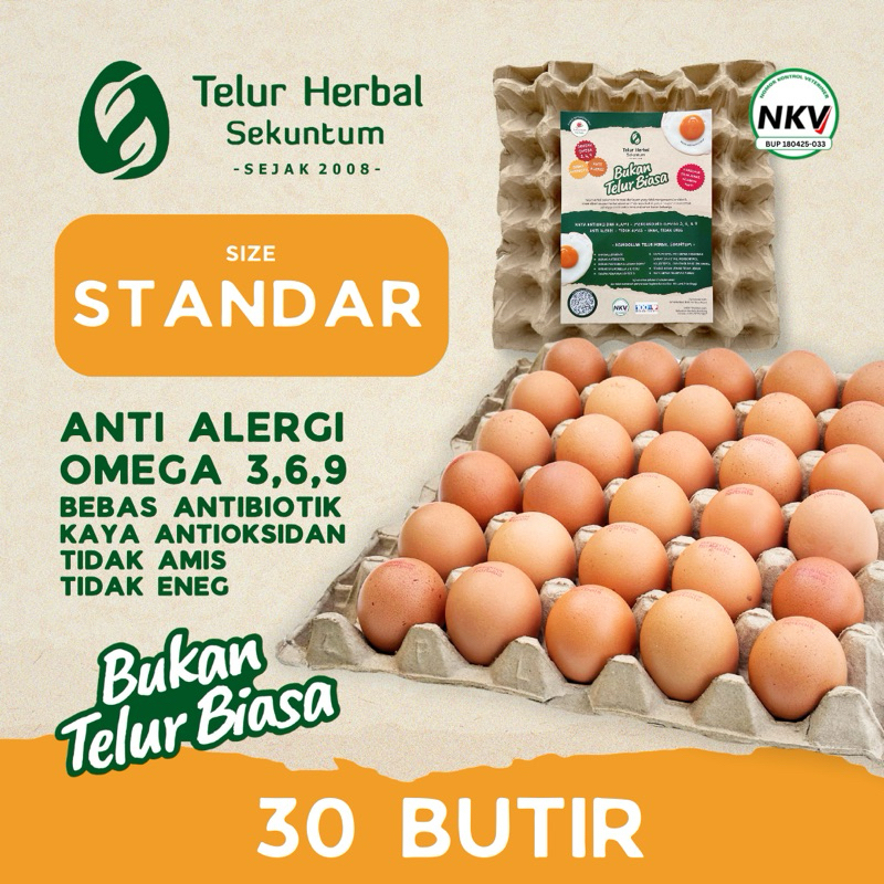 Jual Telur Herbal Sekuntum (30 butir) - Telor Ayam Anti Alergi, Omega 3 ...