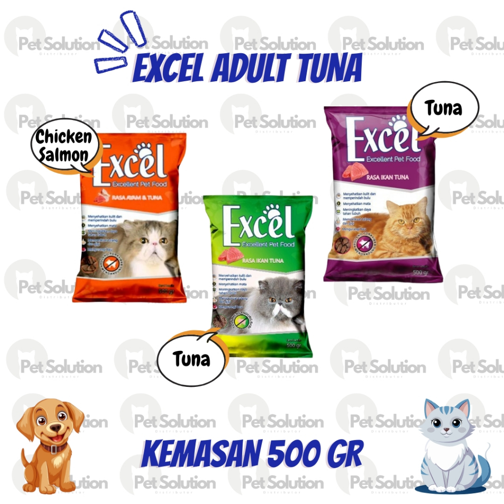 Jual Excel Makanan Kucing EXCEL ADULT TUNA/CHICKEN/ ALL VARIANT 500GR ...