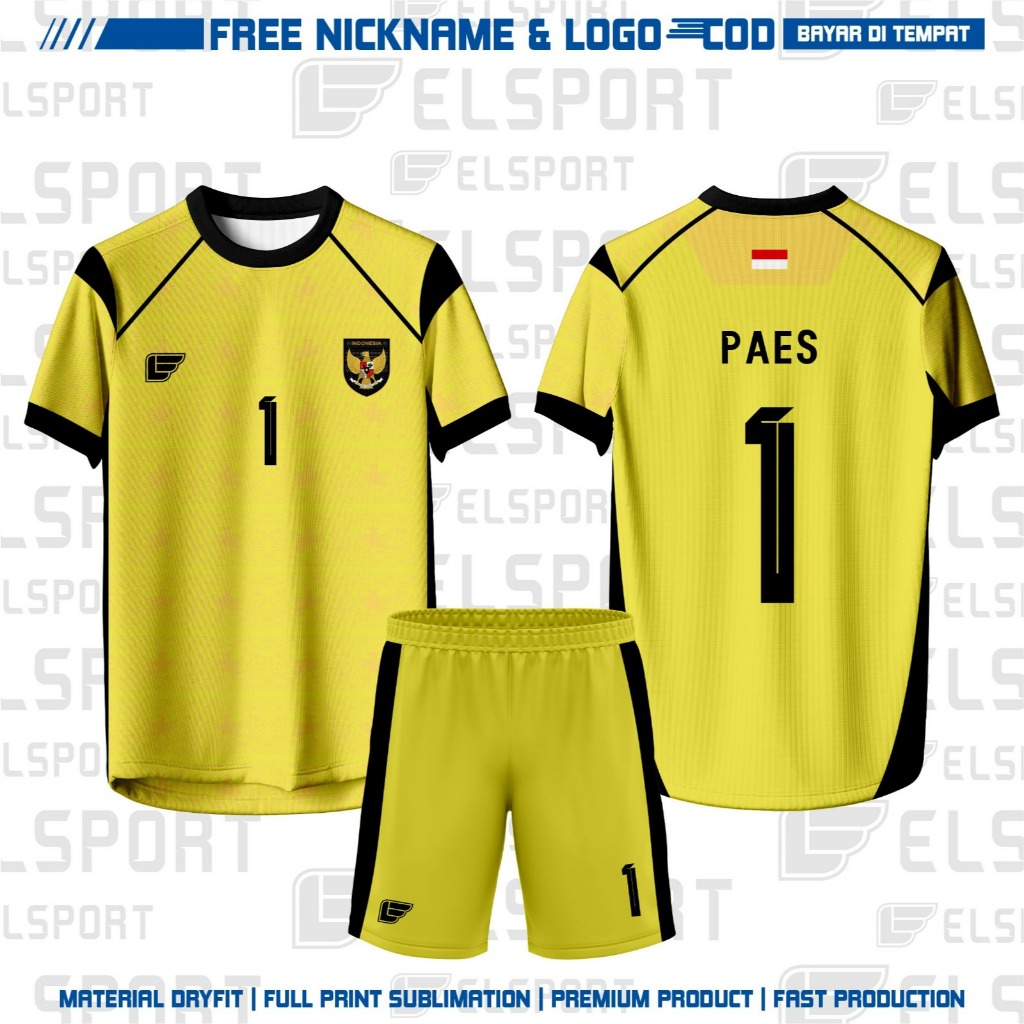 Jual Jersey Kiper Timnas Indonesia Terbaru Kuning Full Printing Gratis Pasang Nama Dan No ...