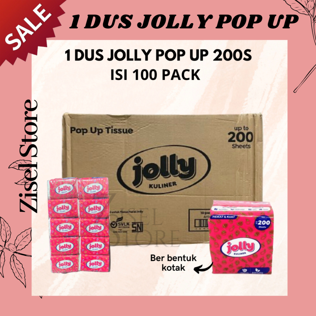 Jual 1 KARTON JOLLY POP UP ISI 100PCS 1 DUS TISSUE JOLLY POP UP TISU ...