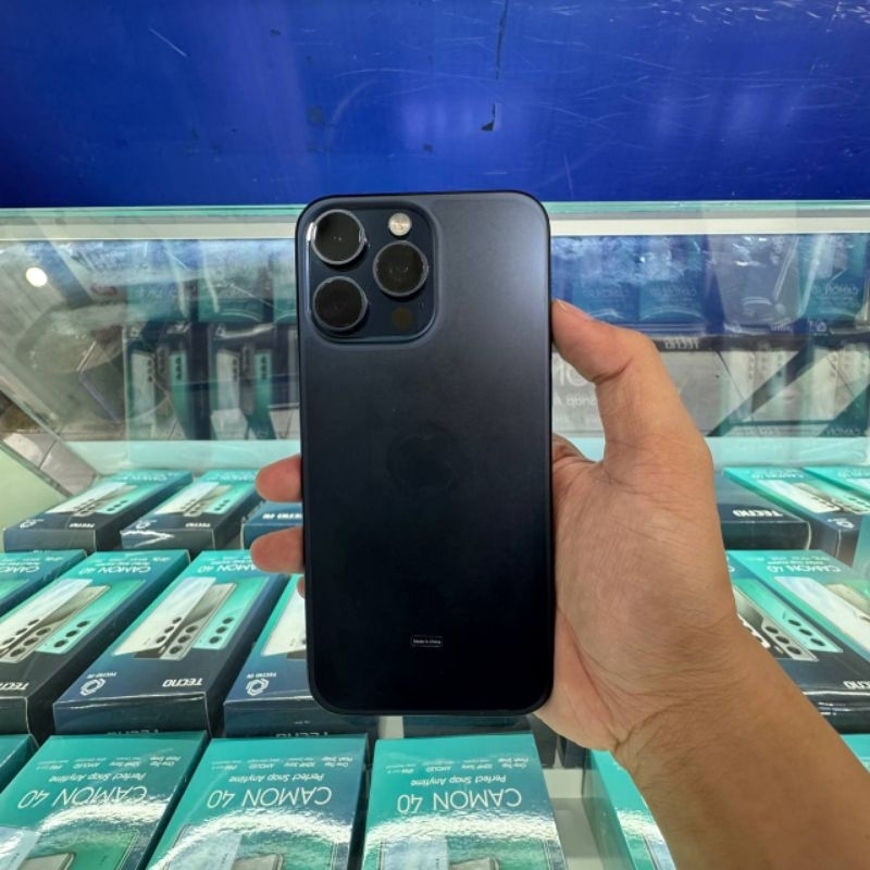 Jual IPHONE 15 PRO MAX 256GB BLUE TITANIUM, SECOND BERGARANSI RESMI EX IBOX | Shopee Indonesia