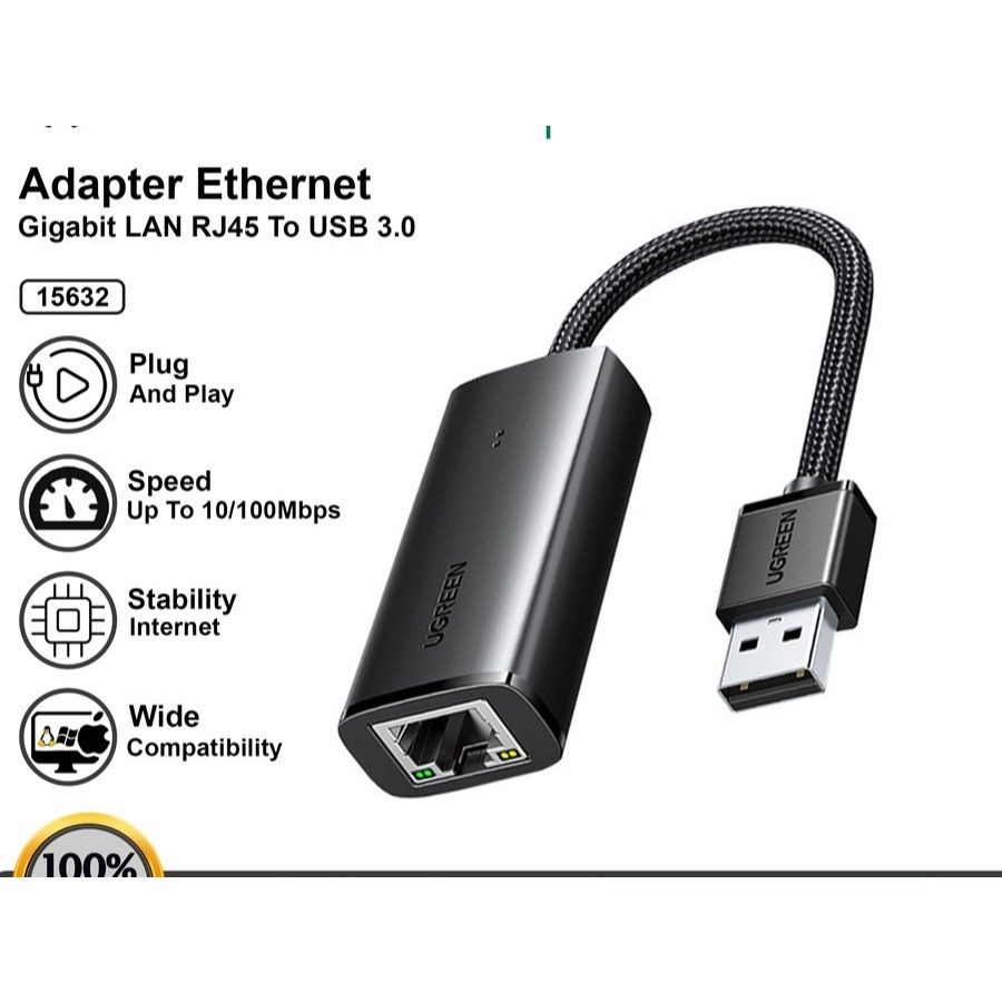 Jual UGREEN USB 3.0 to LAN RJ45 Adapter Ethernet Speed 1000mbps15632 ...