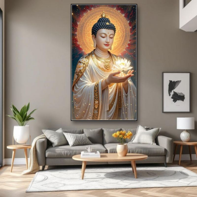 Jual BUDDHA GAUTAMA Buda dan bunga teratai Hiasan dinding dekorasi ...