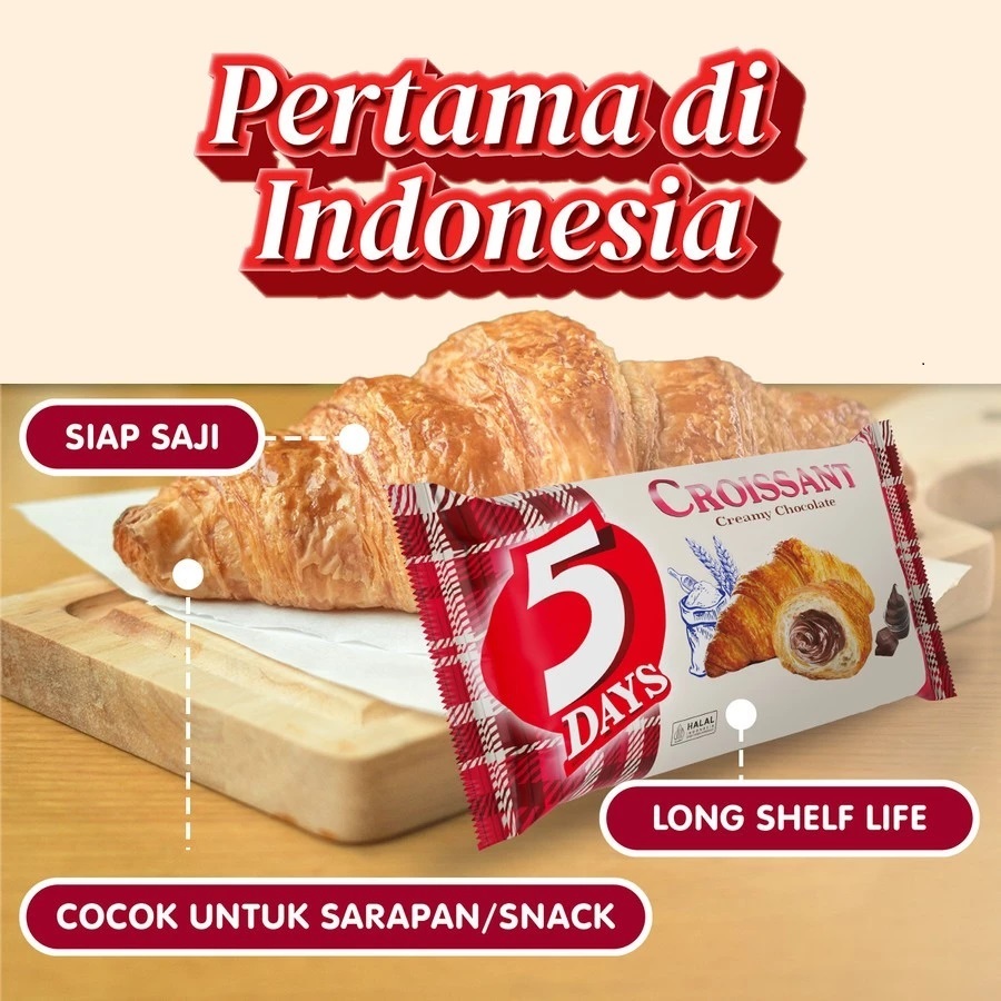 Jual 5 Days Croissant Creamy Chocolate - Roti Croisant Isi Coklat 60g ...