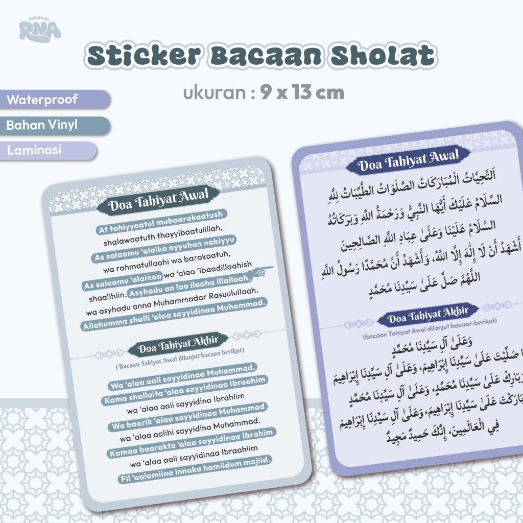 Jual Stiker Doa Bacaan Sholat | Ifititah | Qunut | Tahiyat Awal Akhir ...
