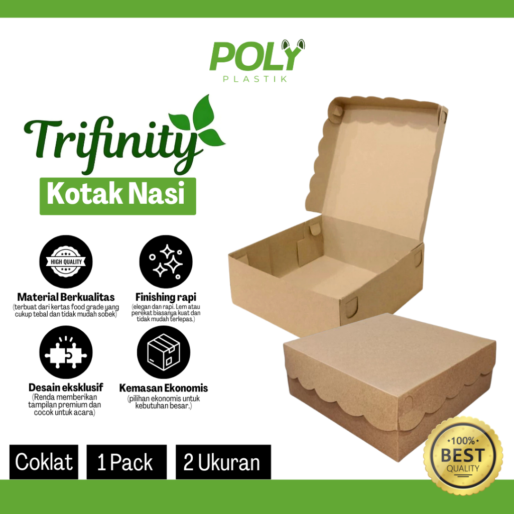 Jual Kotak Nasi Tebal untuk Katering Dus 18x18 20x20 Kraft Per Pack Isi ...