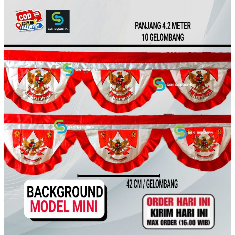 Jual BENDERA BACKGROUND GARUDA MINI 10 GELOMBANG PANJANG 4,2 METER ...