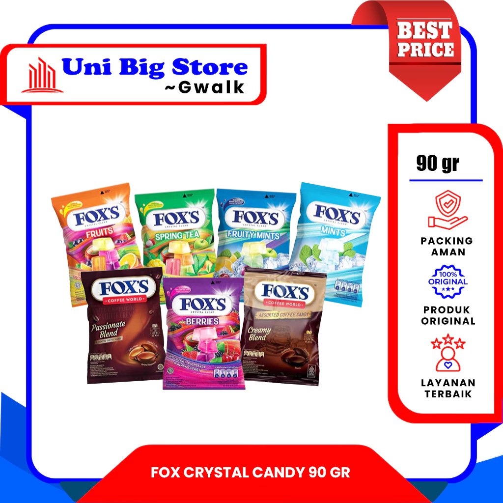 Jual PERMEN FOX FOX'S CRSYTAL CLEAR CANDY BAG ALL VARIANT - 90 gr ...