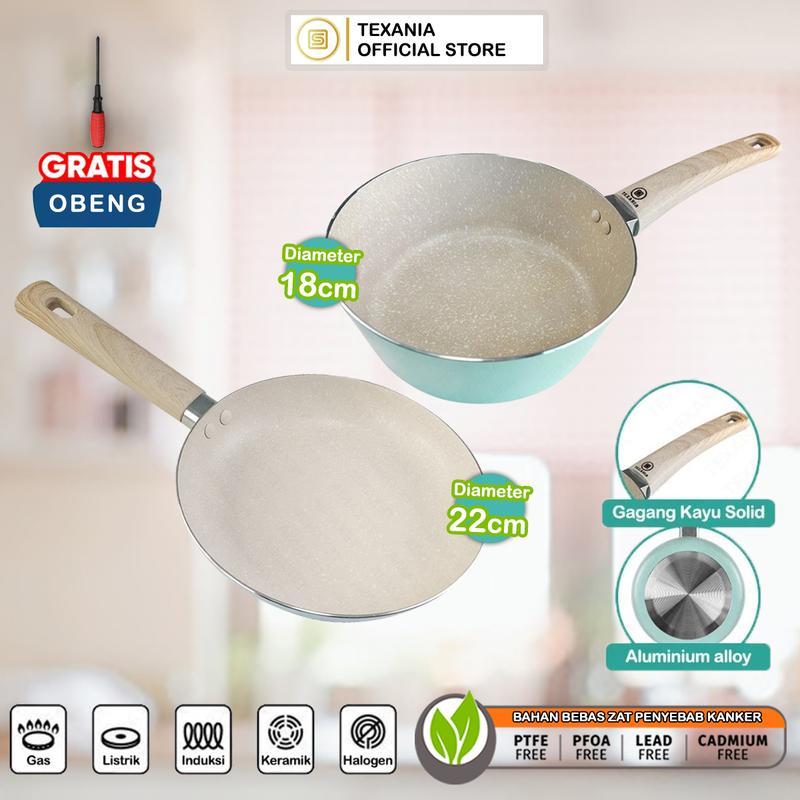 Jual TEXANIA Set Panci Mie Biru Alumunium Anti Lengket 18cm - Frypan ...