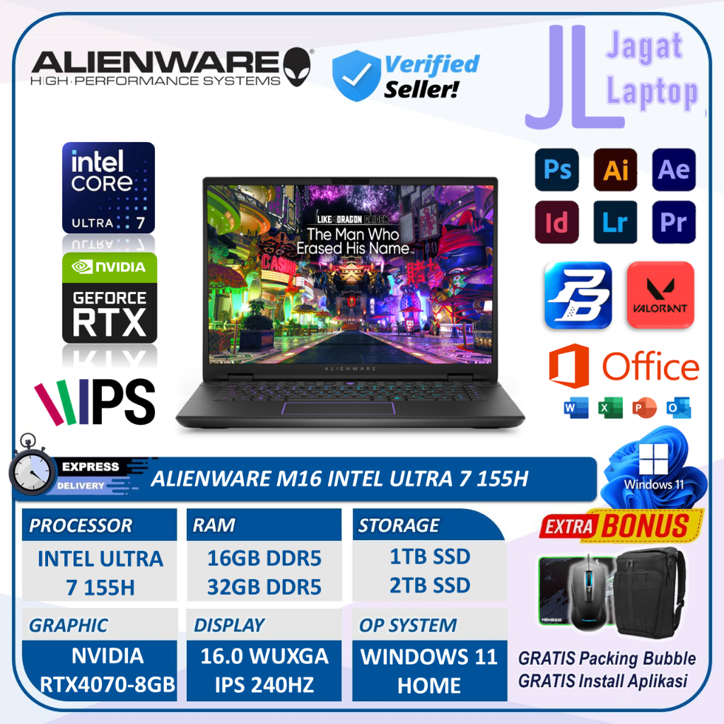 Jual Laptop Alienware M16 Intel Core Ultra 7 155H RTX4070 32GB DDR5 2TB ...