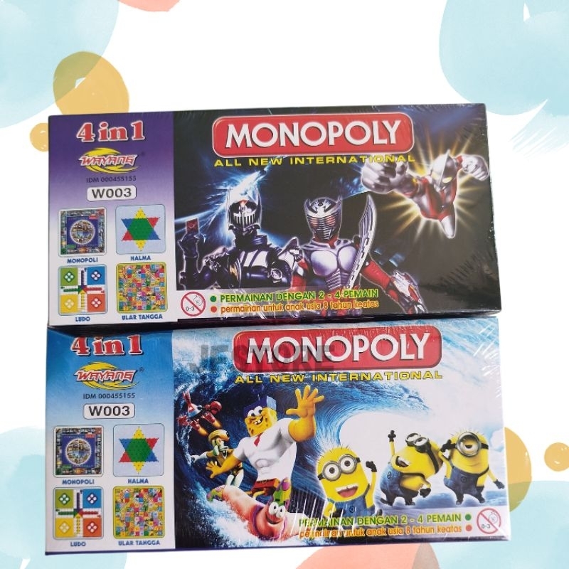 Jual MAINAN ANAK MONOPOLY 4 IN 1 / MONOPOLI ULAR TANGGA HALMA LUDO ...
