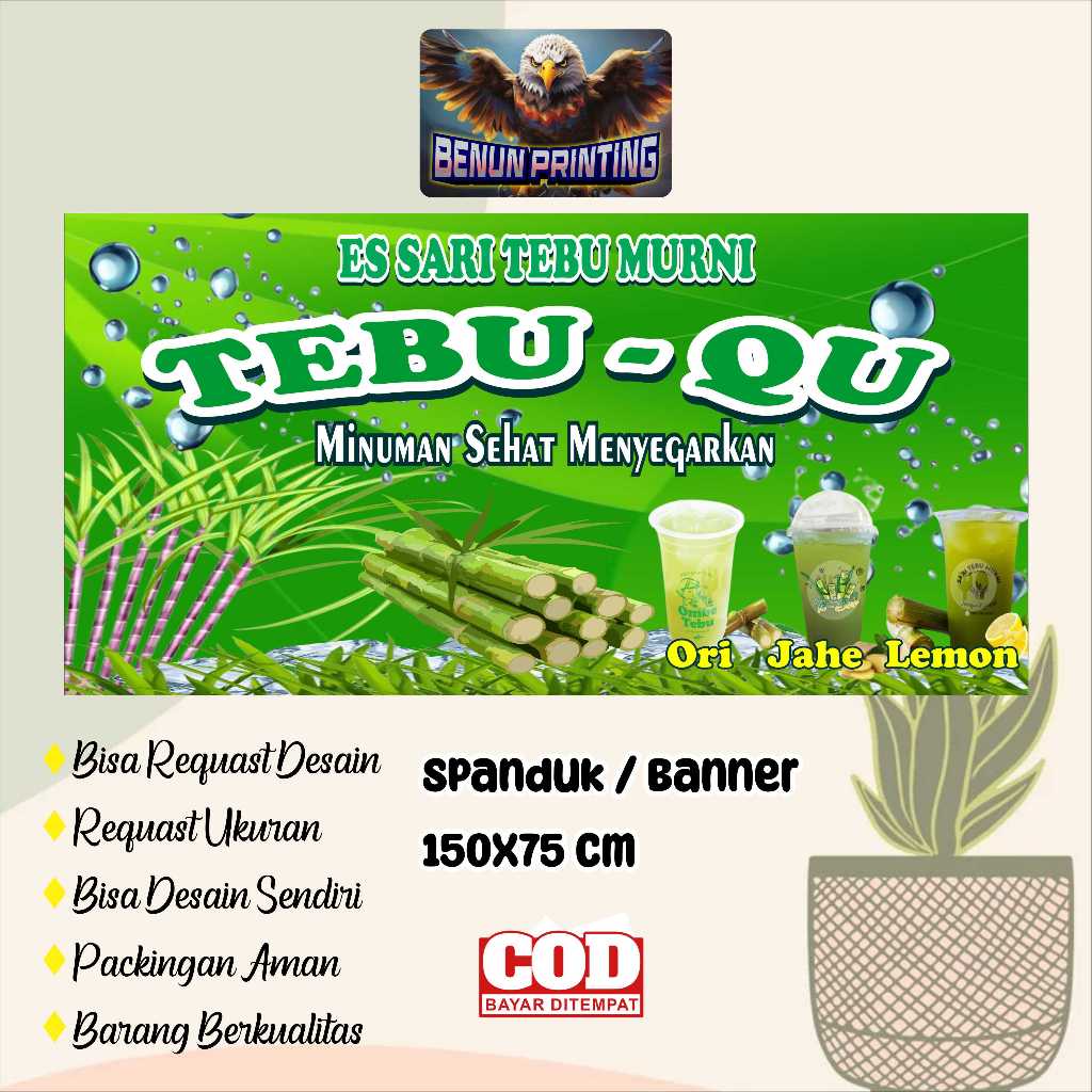 Jual Spanduk Banner 150x75 Es Tebu Nyamping Bisa Request Desain ...