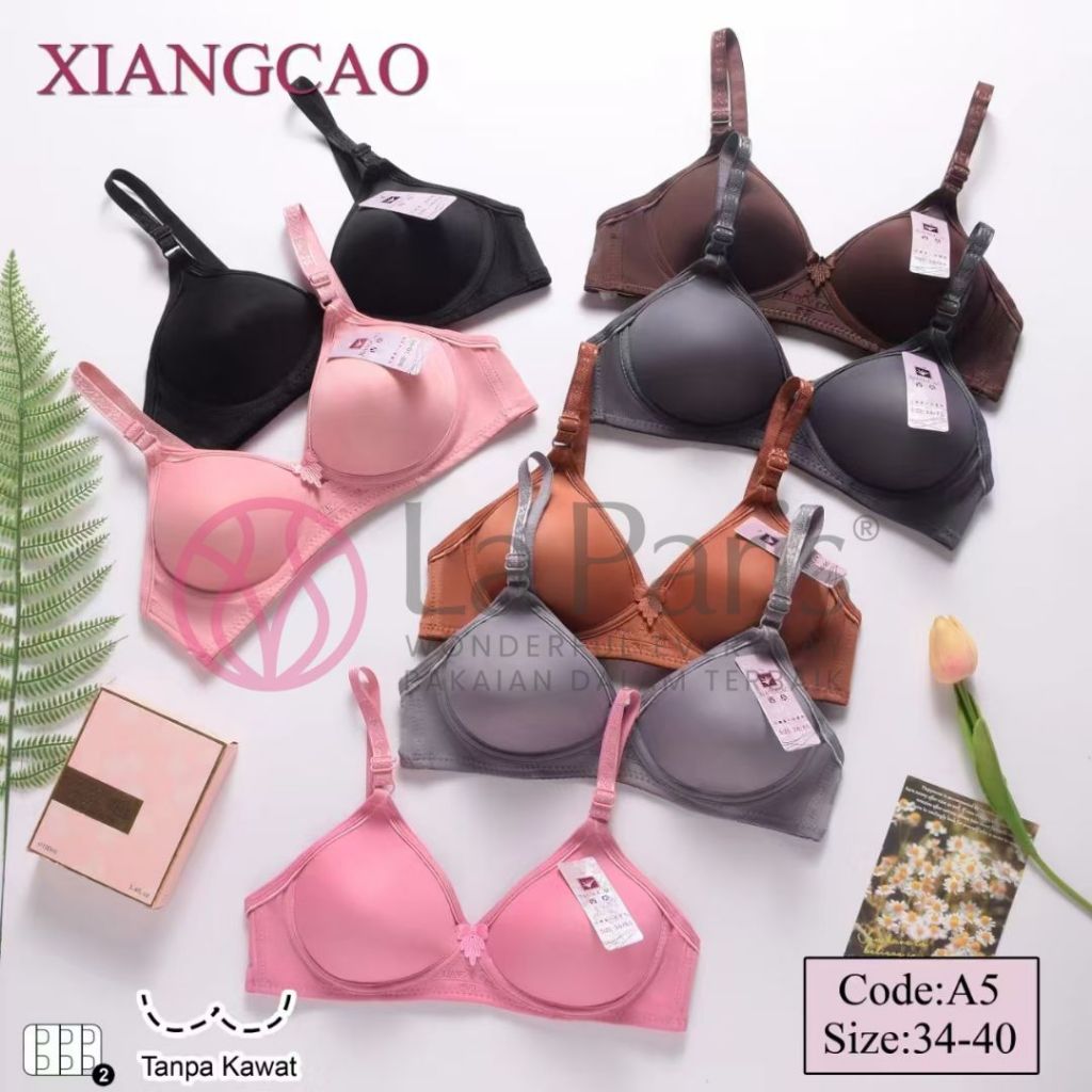 Jual BRA XIANG CAO A5 BH BUSA TANPA KAWAT BRA KAIT 2 34 - 40 POLOS WARNA WARNI CUP STANDAR ...