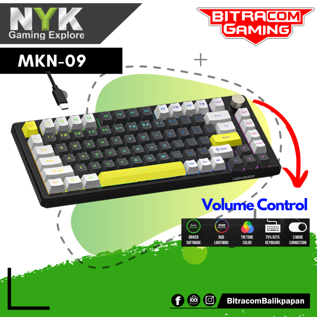 Jual Keyboard Gaming NYK - MKN-09 - Grey White 01 Gaming Keyboard RGB 3 ...