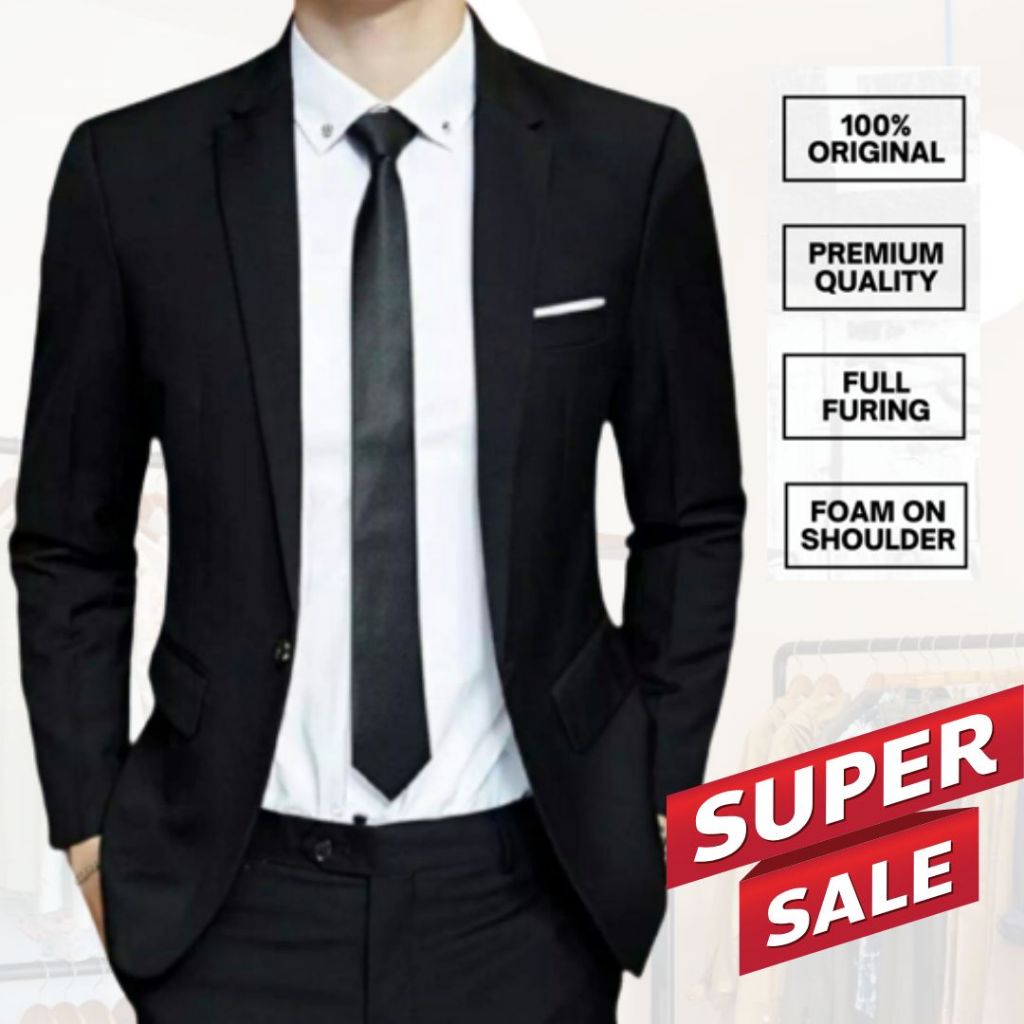 Jual FORMALAND - Jas Hitam Pria Slimfit Blazer Hitam Pria Laki laki ...