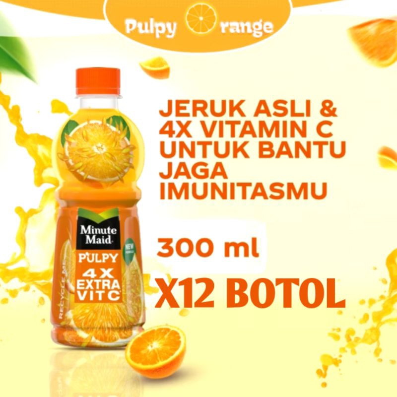 Jual MINUTE MAID PULPY ORANGE 300ML HARGA 1 PACK ISI 12 BOTOL | Shopee ...