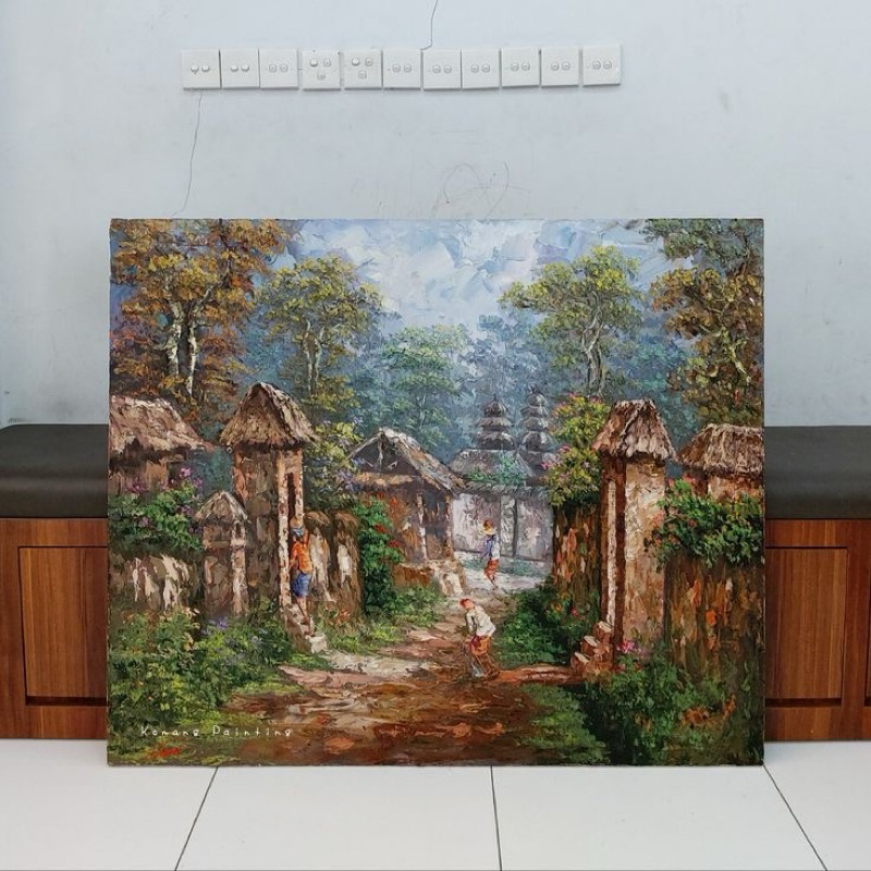 Jual lukisan vintage nusantara bali ukuran 120x100 frame silver ...