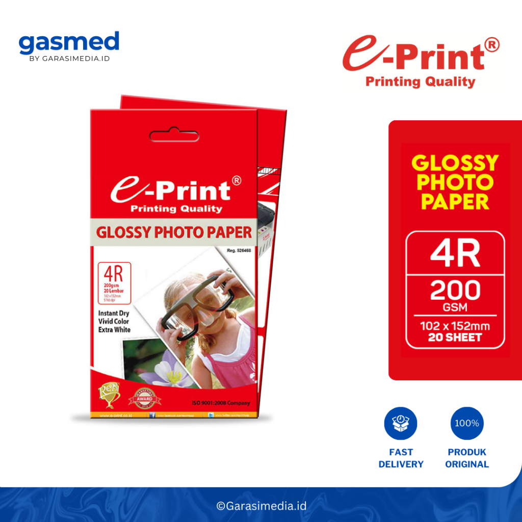 Jual Kertas foto glossy 4R 200 gsm isi 20 lembar kertas foto glossy e ...