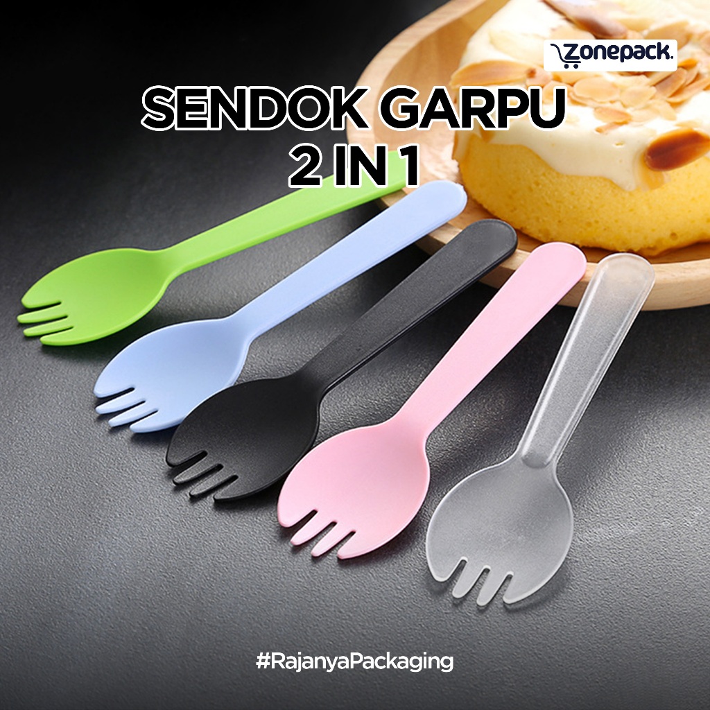 Jual Sendok Garpu 2 In 1 | Spork Kue Disposable | Sendok Garpu Plastik ...