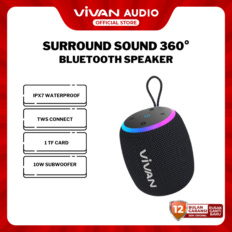 Jual VIVAN Bluetooth Speaker Sound 360° BT v5.3 Hi-Fi Super Bass RGB ...