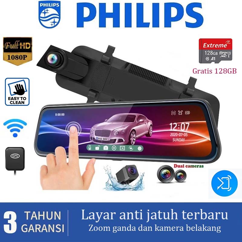 Jual PHILIPS Dashcam Mobil WIFI 4K 10 Inch Layar Sentuh perekam mobil ...