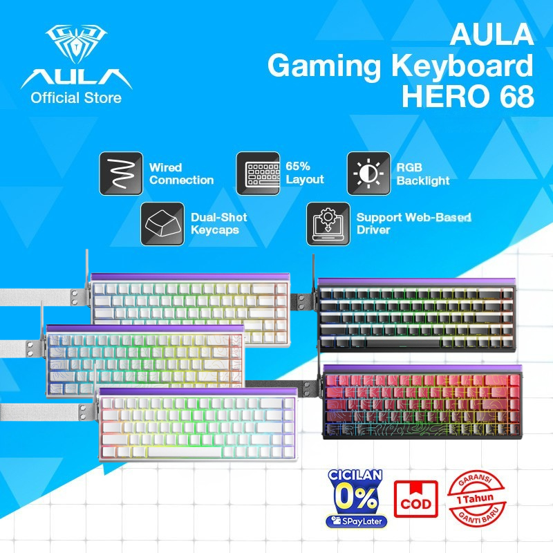 Jual AULA HERO 68 HE Magnetic Switch Keyboard Fast Response 8000Hz ...
