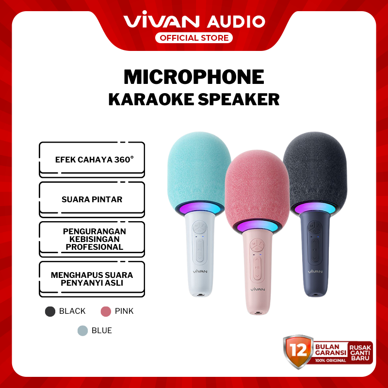 Jual VIVAN Bluetooth Karaoke Speaker 360° RGB Light Voice Changer VS9 ...