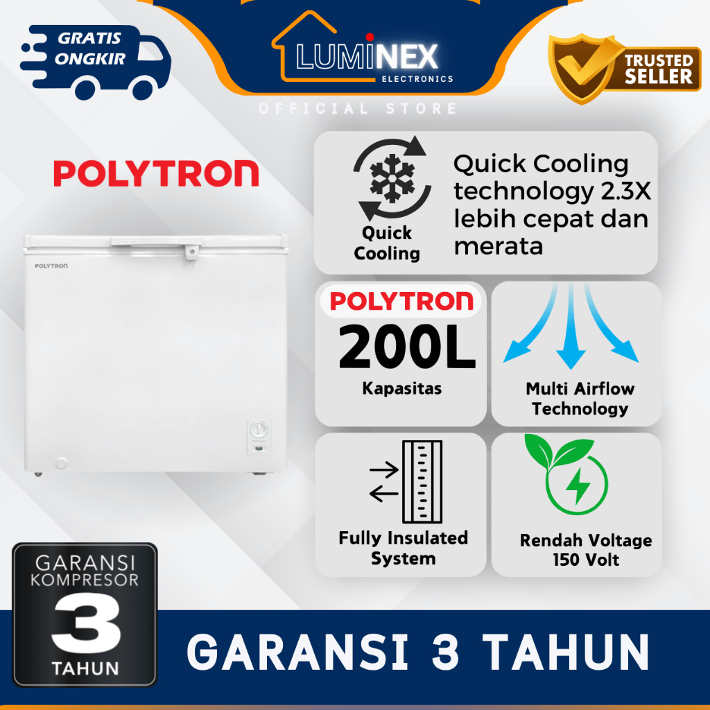 Jual Freezer BOX Chest Freezer POLYTRON PCF 218 200 Liter | Shopee ...