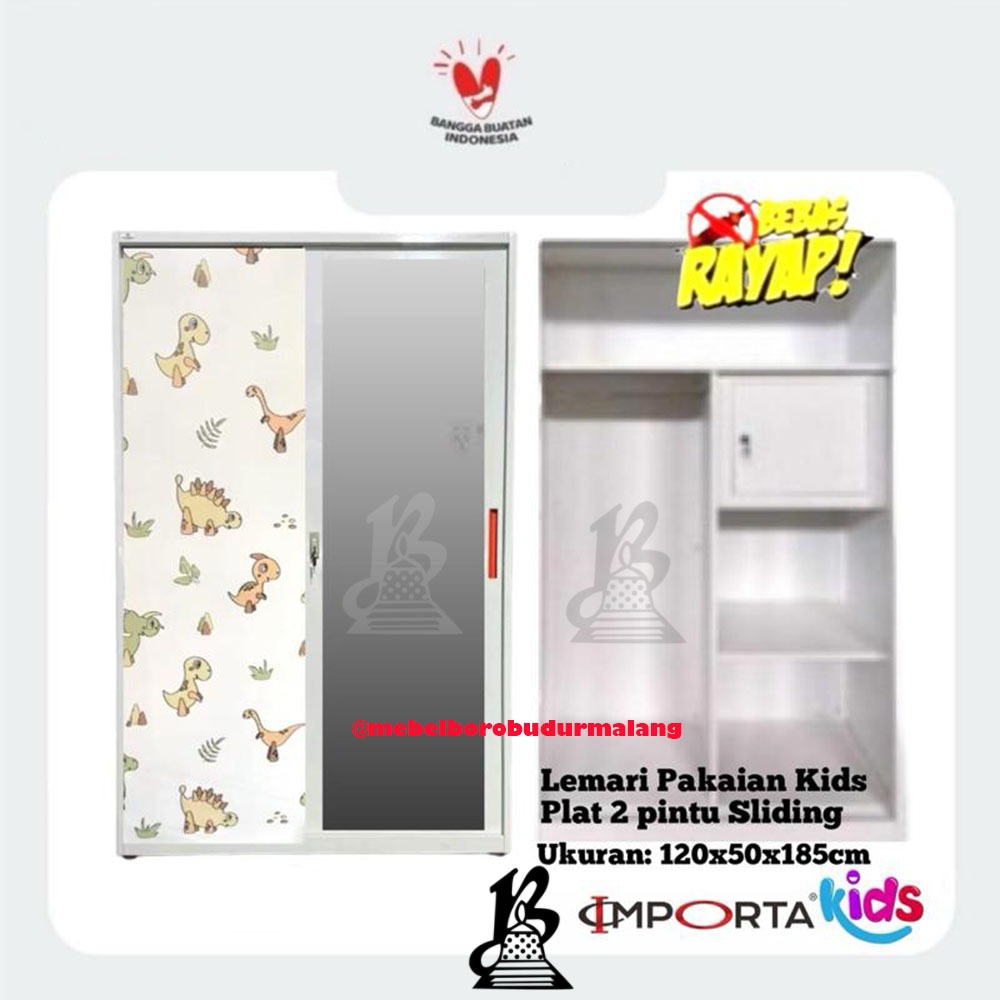 Jual IMPORTA Lemari Pakaian Plat Besi 2 pintu Sliding Lemari Baju Plat ...