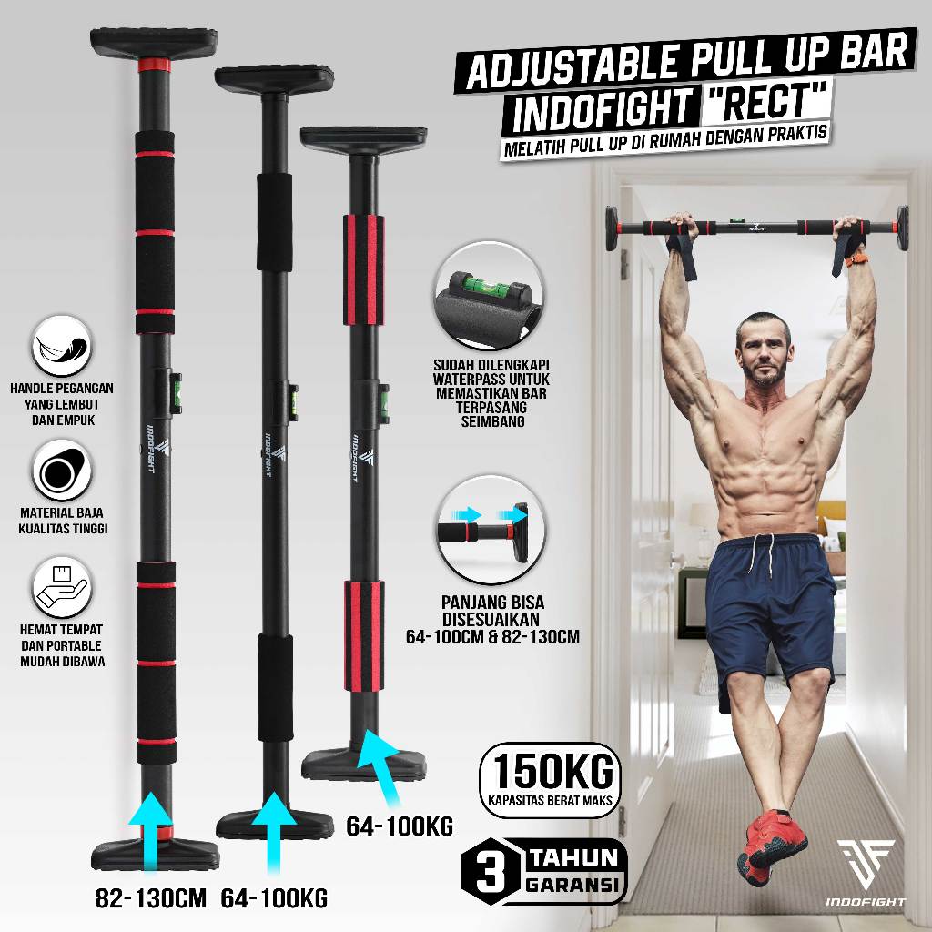 Jual Adjustable Pull Up Bar Indofight 64-100cm Pull Up Bar Pintu Alat ...