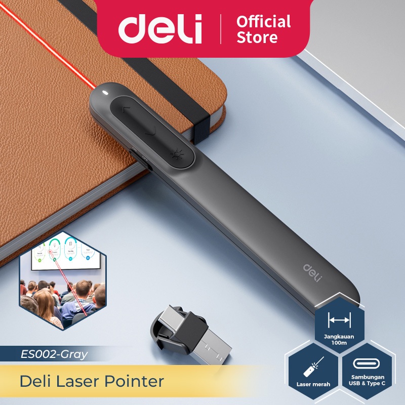 Jual Deli Laser Pointer Presenter Wireless USB Pen Laser Presentasi PPT ...