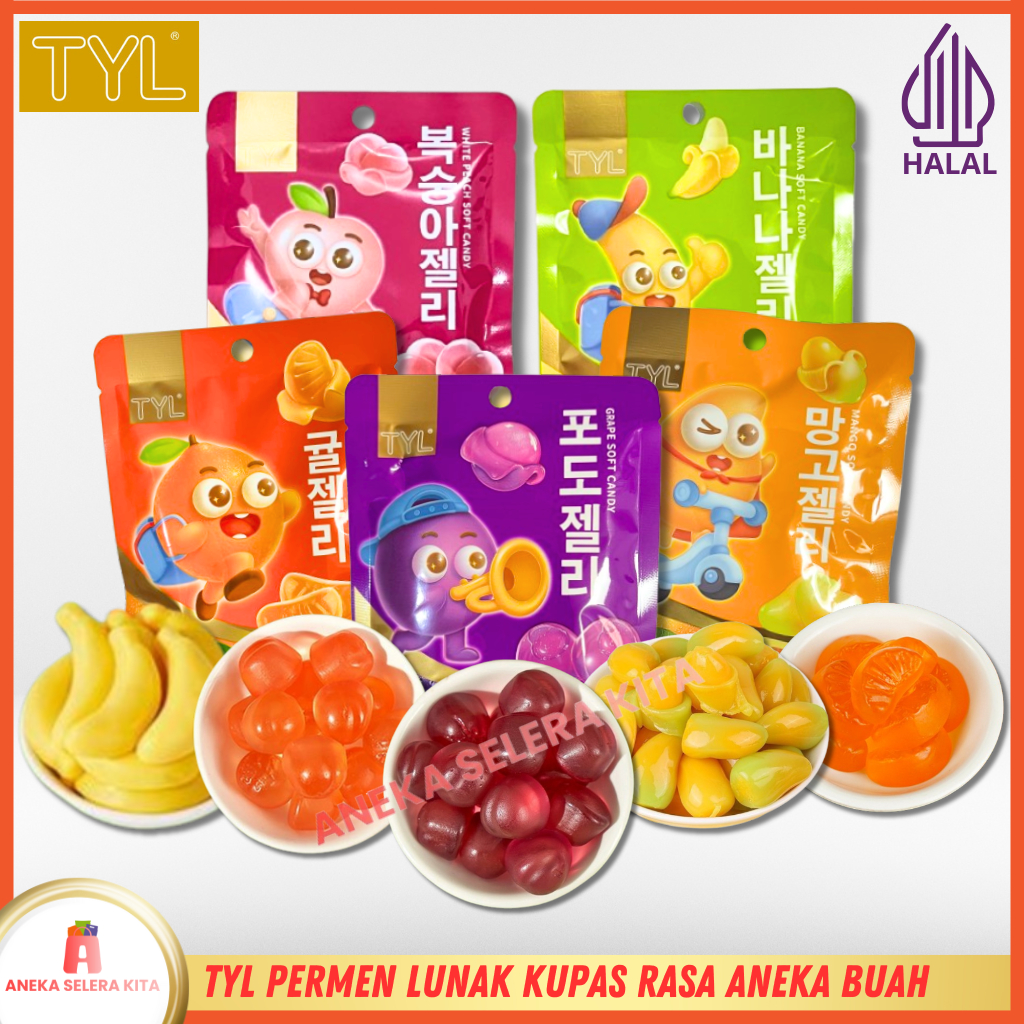 Jual TYL Permen Lunak Kupas Aneka Rasa Buah / Baopi Gummy Soft Candy ...