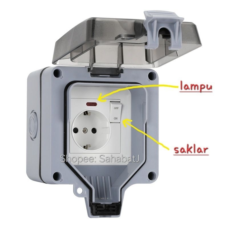 Jual Stop Kontak Saklar Lampu Indikator IP66 Waterproof Outdoor Wall ...