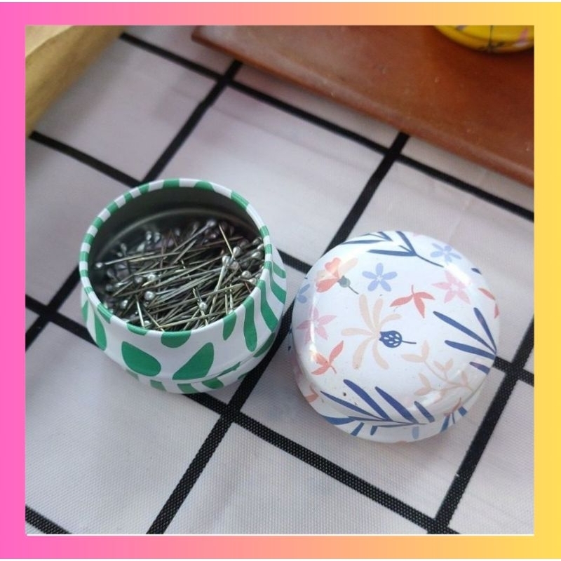 Jual Jarum Pentul Mini Anti karat 100 pcs free wadah kaleng estetik ...