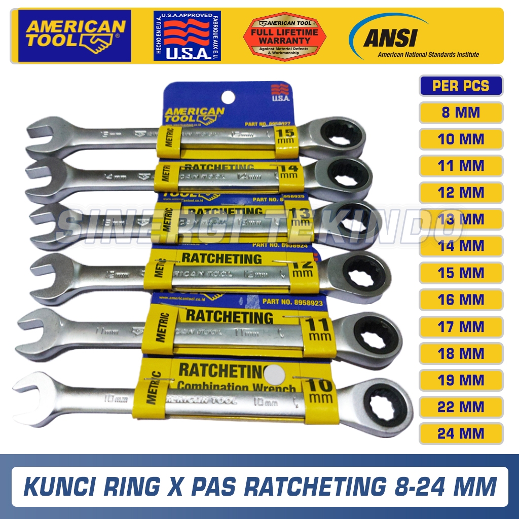 Jual Kunci Ring Pas Rachet 8 10 11 12 13 14 15 16 17 18 19 22 24 mm Ratcheting Combination ...