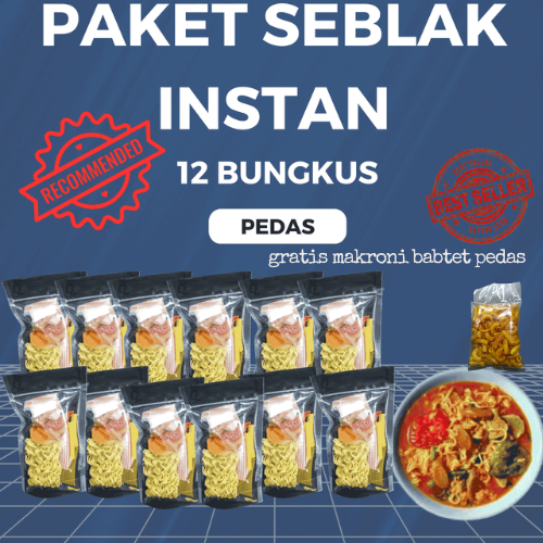 Jual paket 12 bungkus seblak siap saji bonus makroni bantet pedas ...