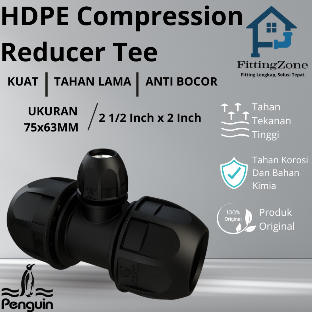 Jual Sambungan Pipa HDPE Reducer Tee Ukuran 2 1/2" x 2" Inch atau 75mm ...