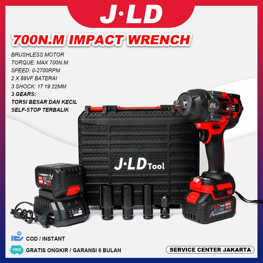 Jual JLD Bor Impact 700N.M Impact Wrench Brushless Mesin Cordless ...