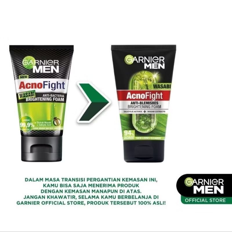 Jual Garnier Acno Fight Wasabi Anti-Bacteria Brightening Foam 100ml | Shopee Indonesia