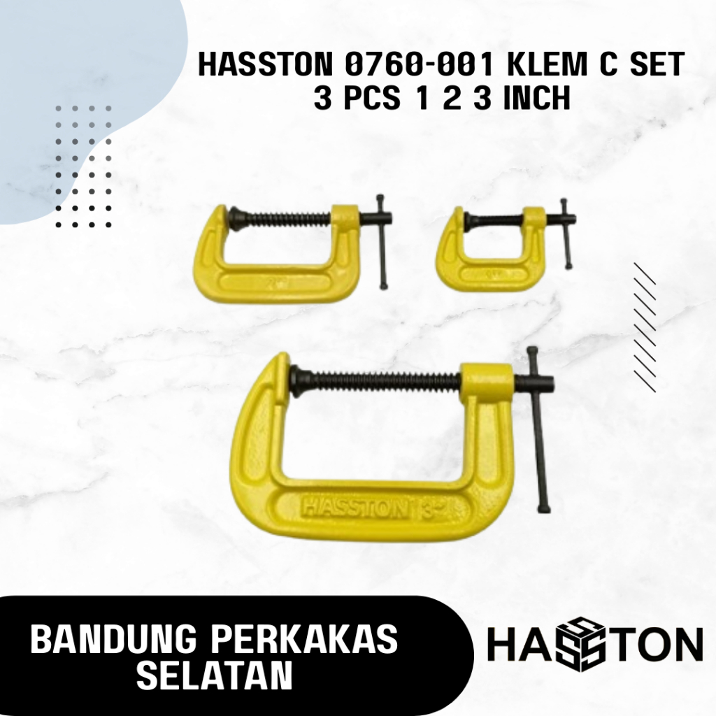 Jual HASSTON 0760-001 Klem C Set 3 Pcs 1 2 3 Inch - Catok Clamp Prohex | Shopee Indonesia