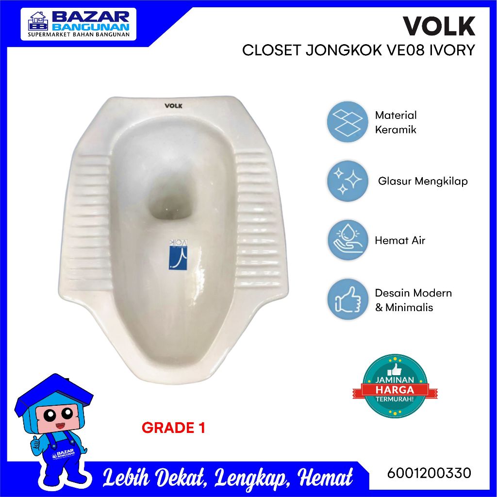 Jual Volk - Closet / Kloset / Toilet Jongkok Squat Ve08 Ve 08 Ivory Grade 1 Lantai Dasar ...