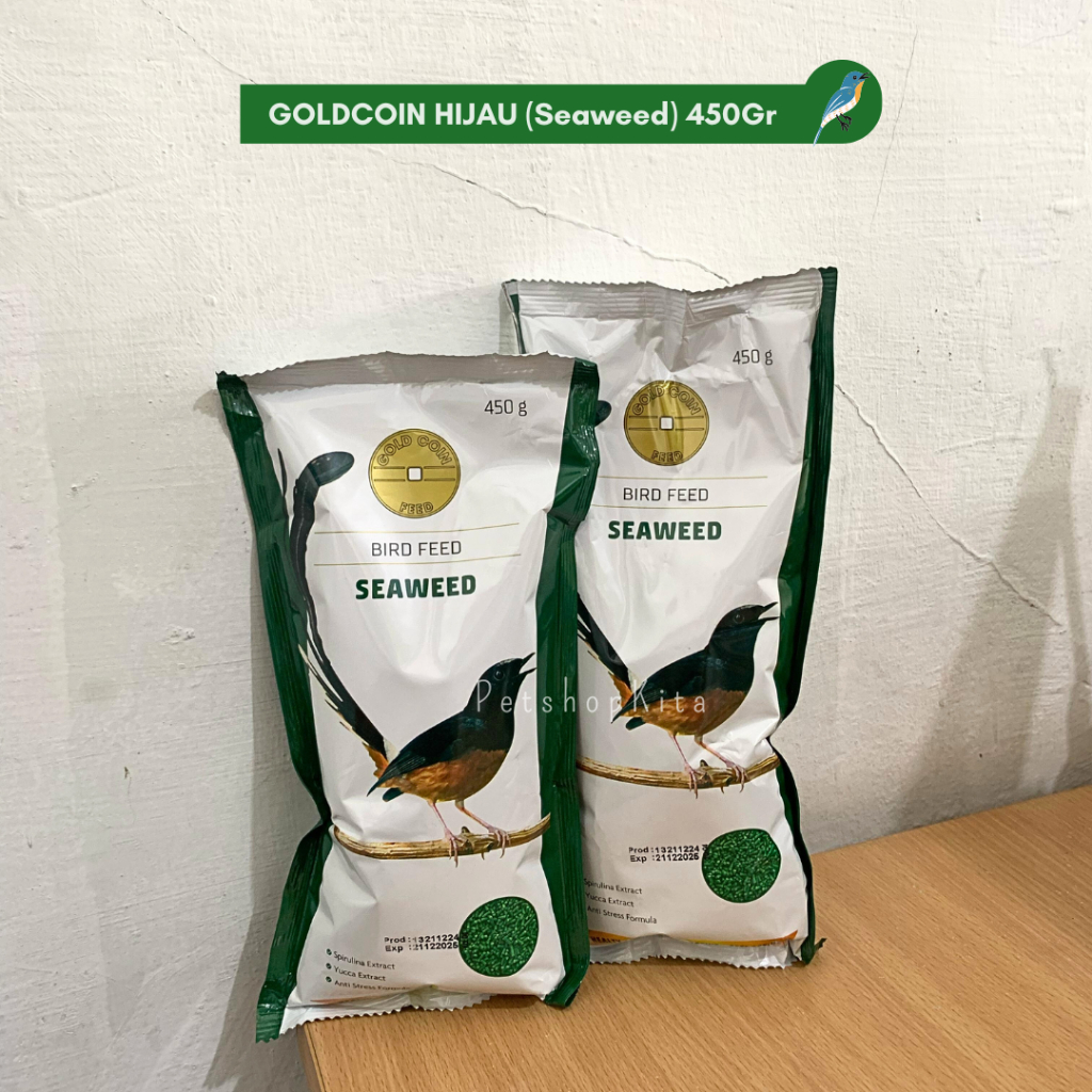 Jual GOLD COIN SEAWEED 450 GRAM/GOLDCOIN HIJAU RUMPUT LAUT PAKAN BURUNG ...
