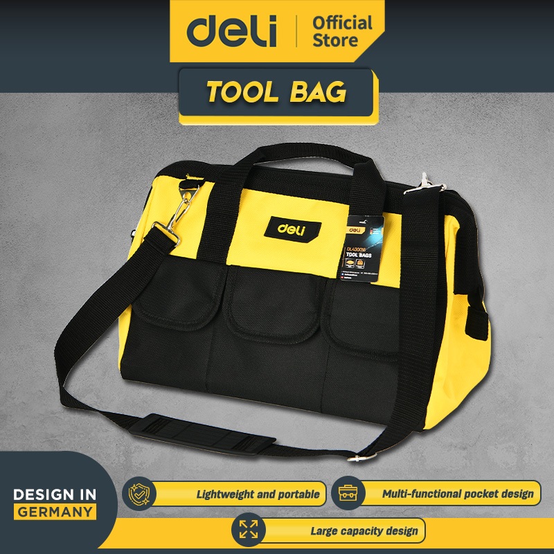 Jual Deli Tool Bags/Tas Perkakas 16 inch Bahan Kain Oxford Multifungsi ...