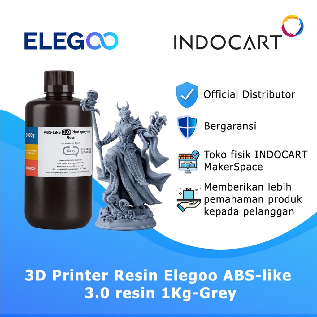 Jual IndoCart 3D Printer RESIN Elegoo ABS like 3.0 resin Colored Grey ...
