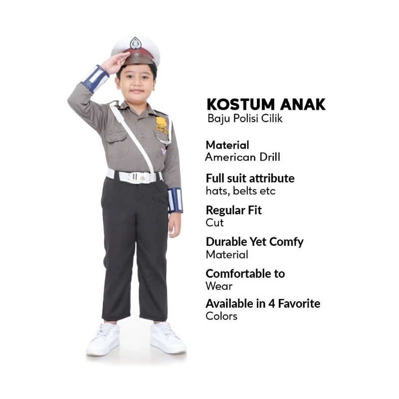 Jual baju seragam polisi pilot tni au tk / paud fullset | Shopee Indonesia