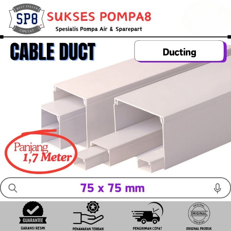 Jual Kabel DUCT / Trunking 75x75 (1,7 Meter) Polos / Wiring DUCT ...
