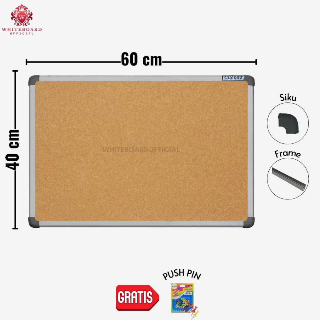 Jual SAKANA Softboard Gantung 40x60cm / Cork Board / Pin Board / Papan ...