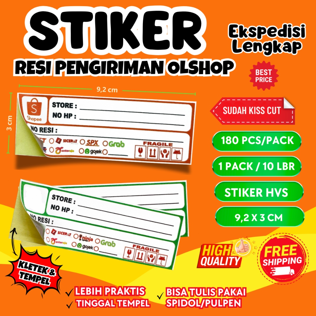 Jual STIKER LABEL PENGIRIMAN OLSHOP / STICKER RESI PENGIRIMAN ( Isi 180 ...